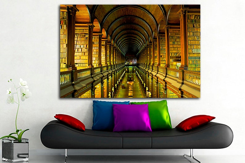 3 Panel Set Library Print Library Canvas Library Wall Art - Etsy
