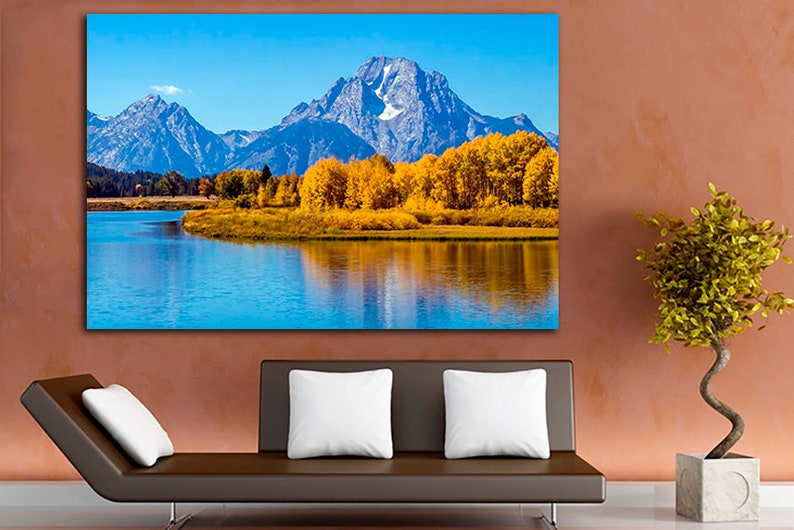 Oxbow Bend Island Art Print on Canvas Ready to Hang National Park Wall ...