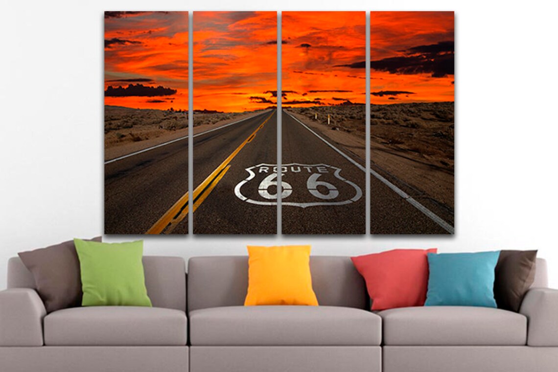 3 Panel Set Route 66 Canvas Highway Chicago Route 66 Wall Art - Etsy