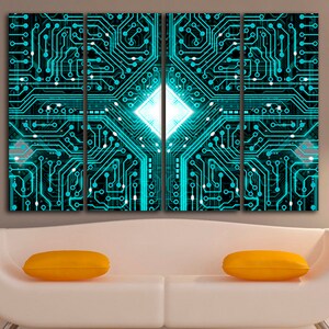 Circuit Board Canvas Chip Wall Art Science Print Ready to Hang Circuit ...