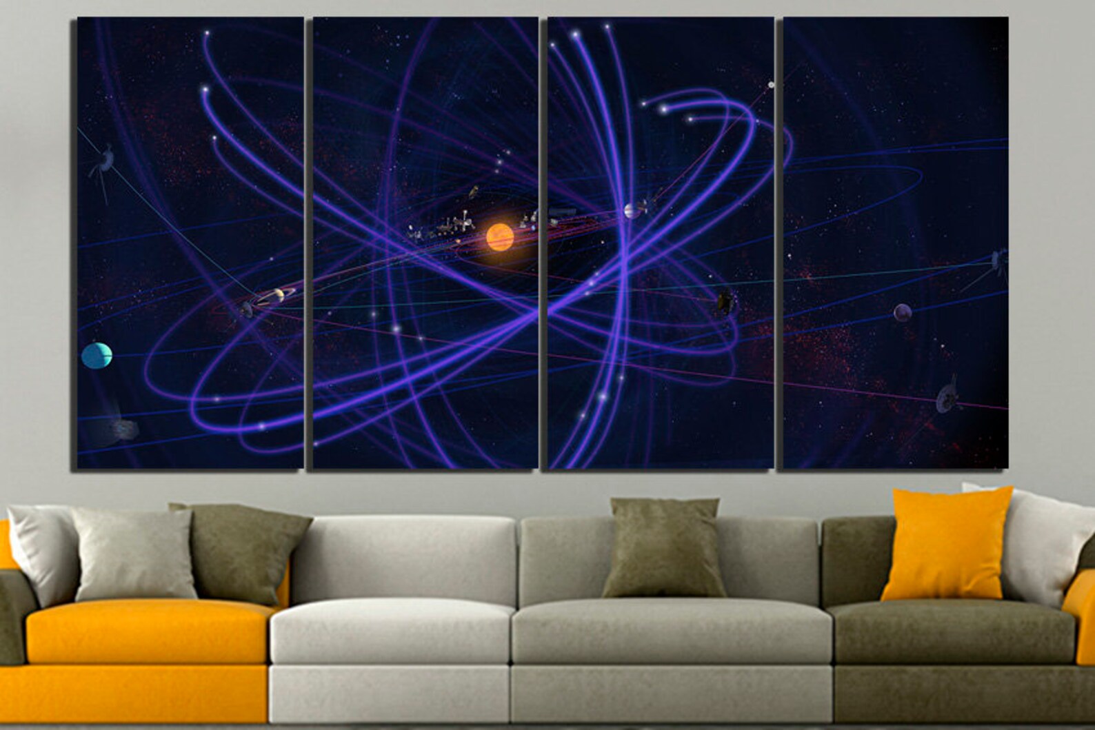 Satellites Space Print on Canvas Space Décor Space Print Planet Artwork ...