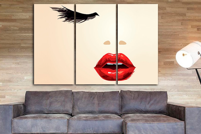 Face Canvas Woman Face Print on Canvas Face Wall Art Salon Decor Sleepy ...