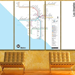 Los Angeles Subway Map California Canvas City Map Wall Decor ...