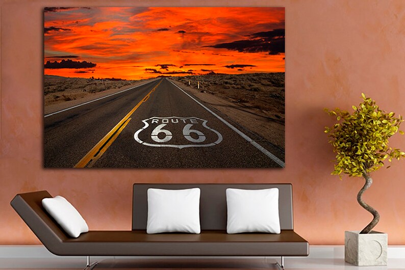 3 Panel Set Route 66 Canvas Highway Chicago Route 66 Wall Art Road 66 ...