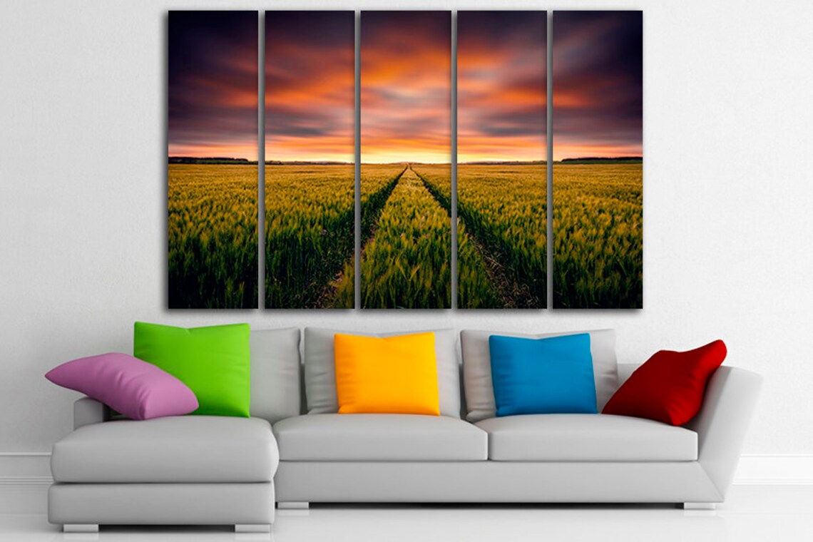 Cornfield Print Field Wall Art 4 Panel Canvas Cornfield Decor | Etsy