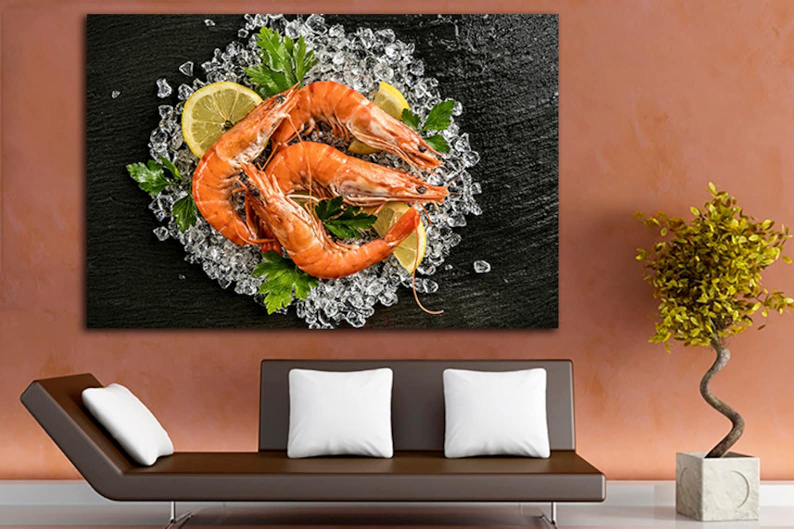 Shrimp Canvas Seafood Wall Art Lemon Print Food Wall Art Sea | Etsy