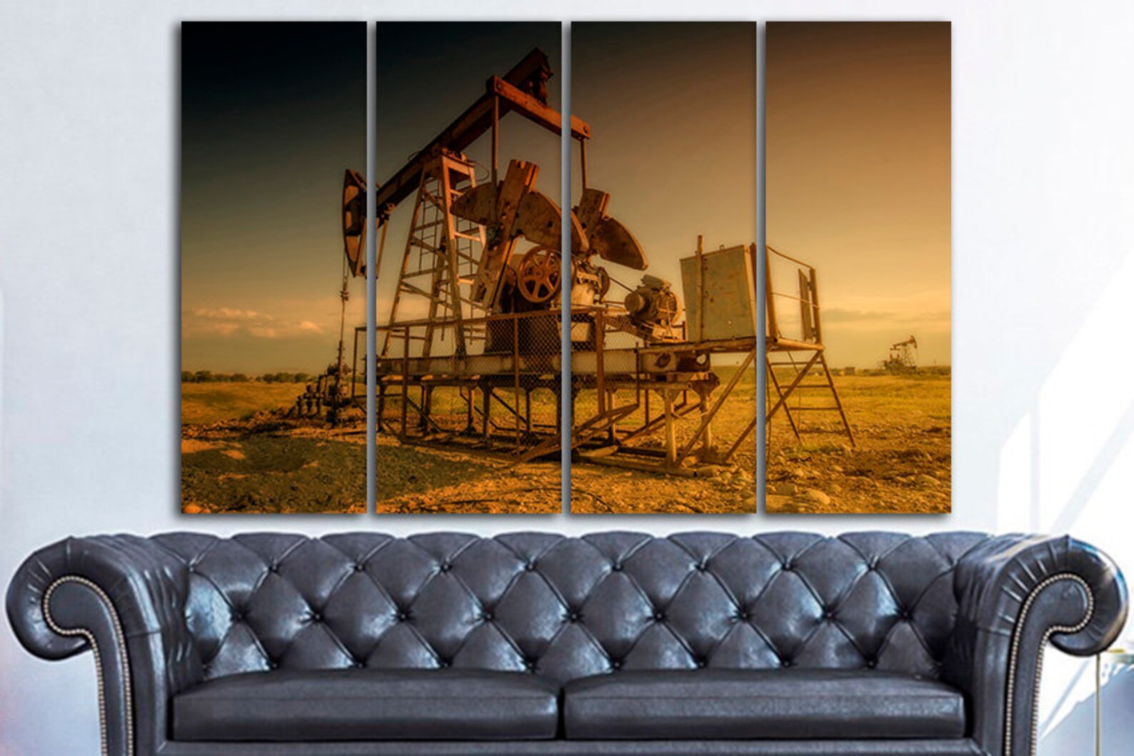 Oilfield Canvas Oil Derrick Décor Oil Production Art Oil Rig Industry ...