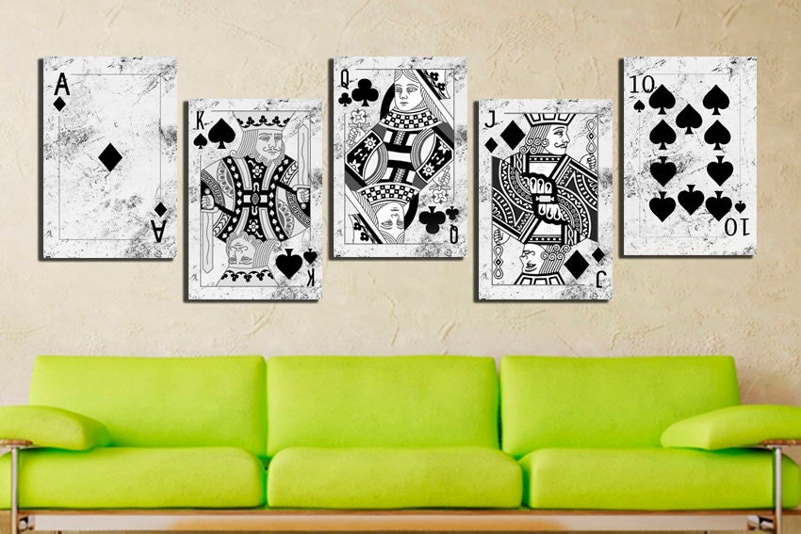Deck of Playing Cards Print on Canvas King Queen Art - Etsy