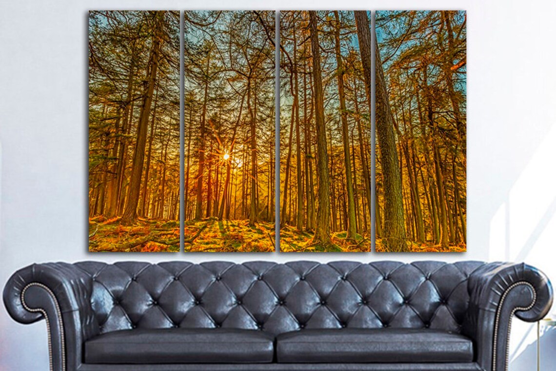 5 panel canvas Forest canvas set Gallery wrap art Forest print | Etsy