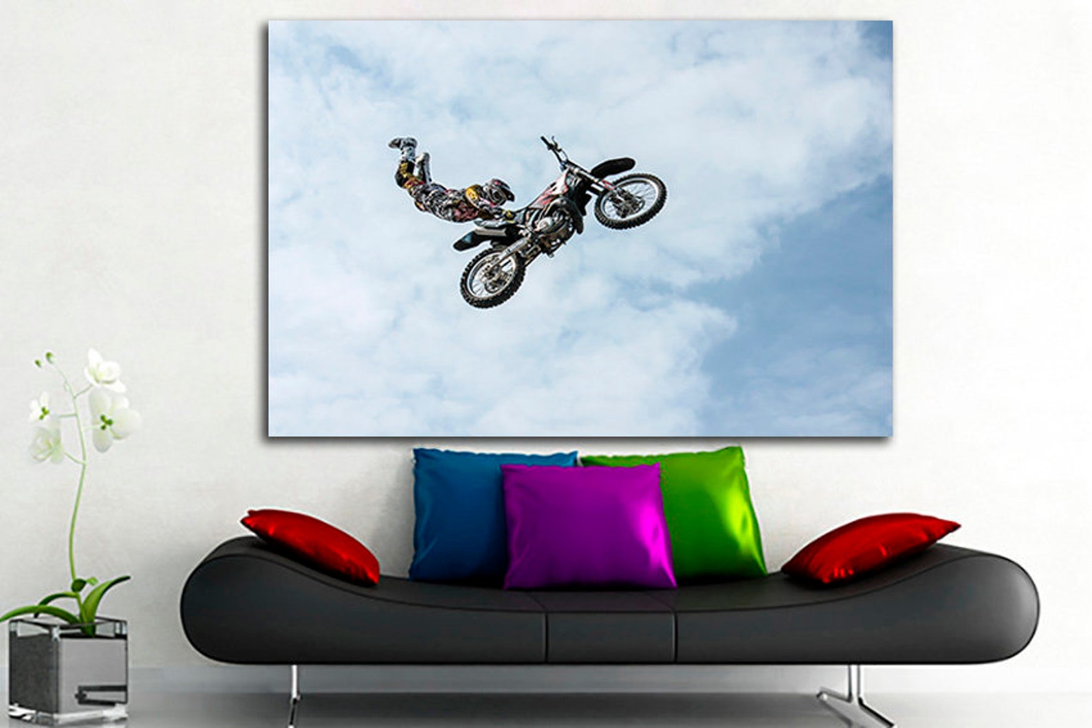 Biker Print Canvas Mountain Bike Art Sport Wall Art Jump Bike - Etsy