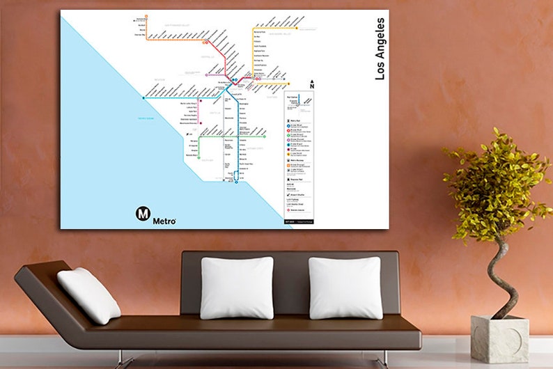Los Angeles Subway Map California Canvas City Map Wall Decor - Etsy