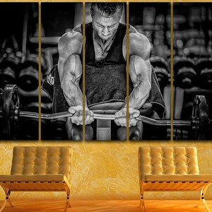 Aerobic Art Powerlifting Canvas Gym Wall Print Strong Man Art Athletic ...