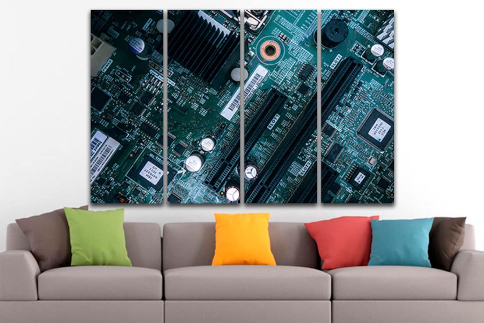 Electronic Circuit Print on Canvas Ready to Hang Tech Wall Decor ...