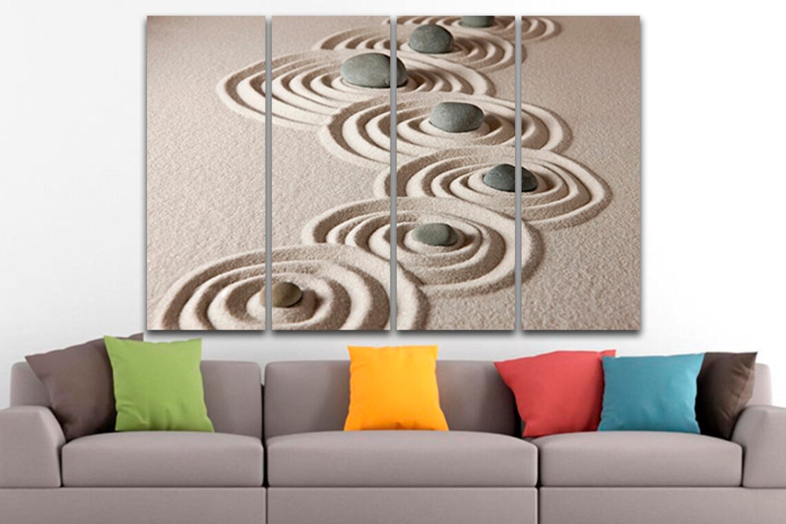 Zen Stone Wall Print on Canvas Ready to Hang Yoga Room Décor Sand Wall ...