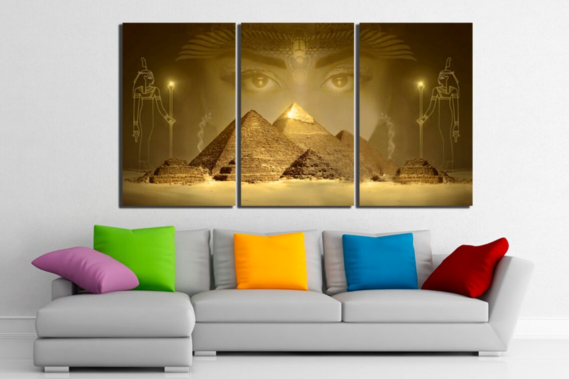 Egypt Print Queen Cleopatra Pharaoh Canvas Great Pyramid Décor - Etsy