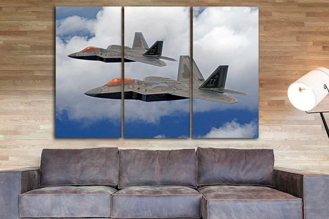 Lockheed Boeing F-22 Raptor Canvas Jet Flying Wall Print Multirole ...