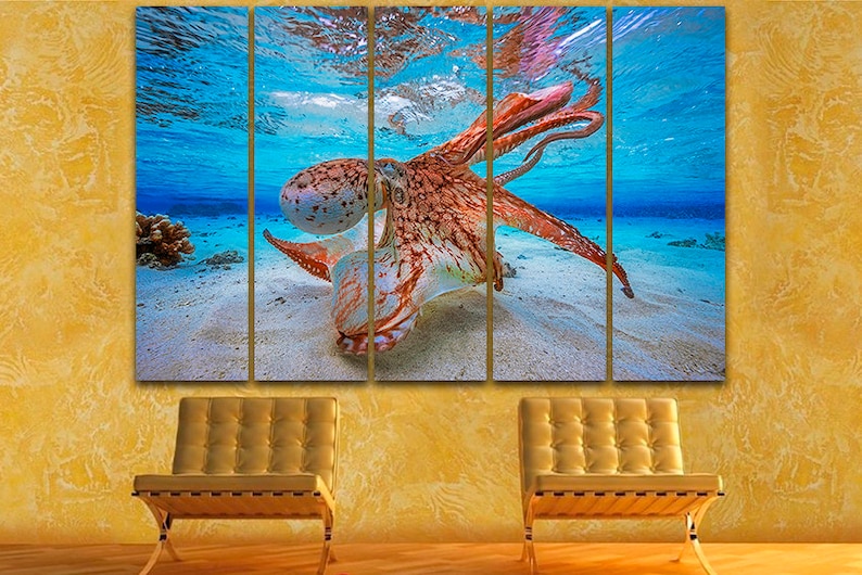Octopus canvas Octopus art Gallery wall set Octopus print | Etsy