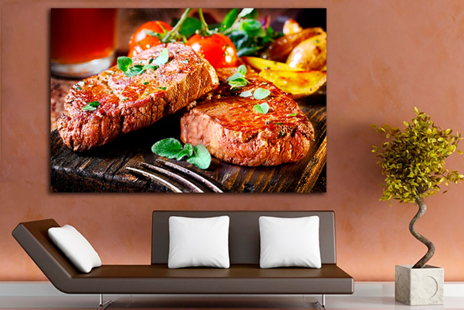 Steak Canvas Gallery Wrap Art Beef Steaks Split Vanvas Steak Wall Art ...