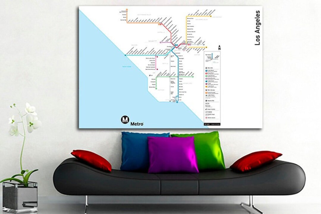 Los Angeles Subway Map California Canvas City Map Wall Decor ...
