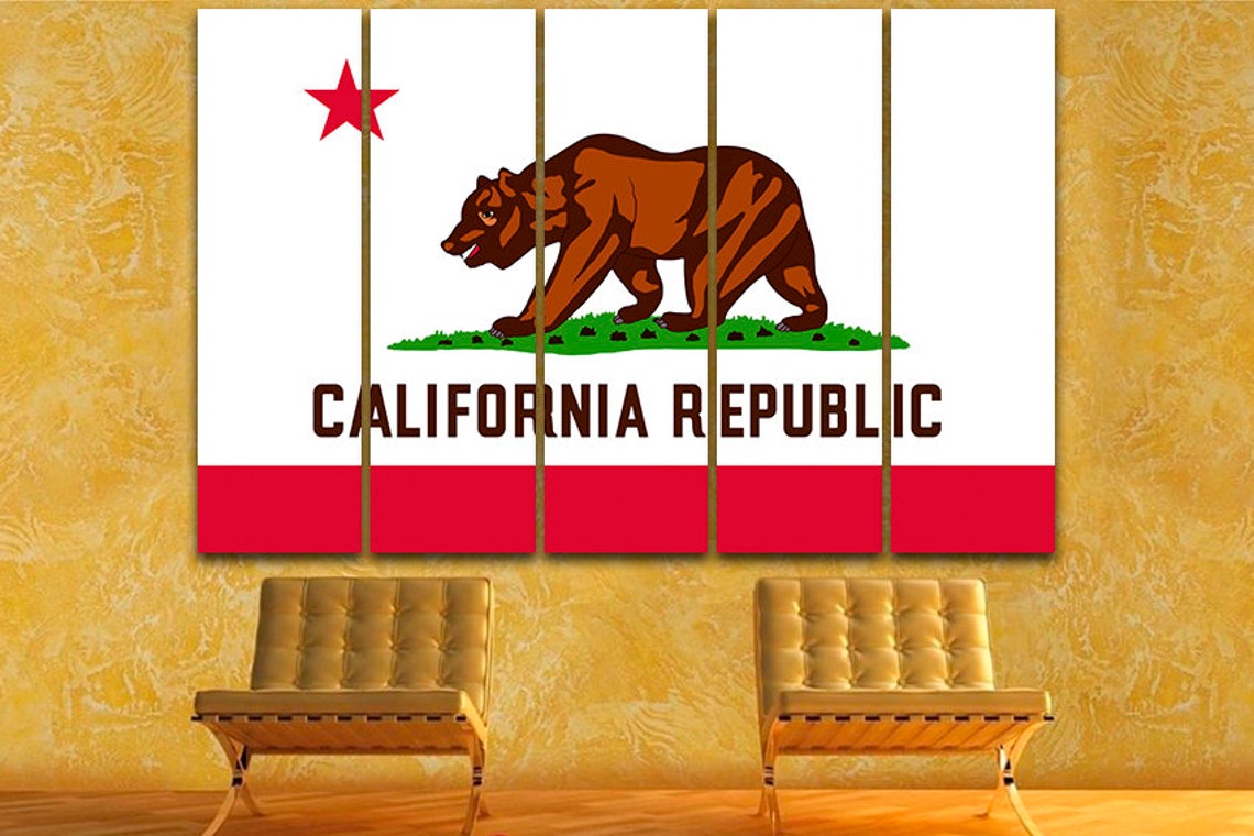 California flag Canvas Art print Vintage style Bear flag print | Etsy