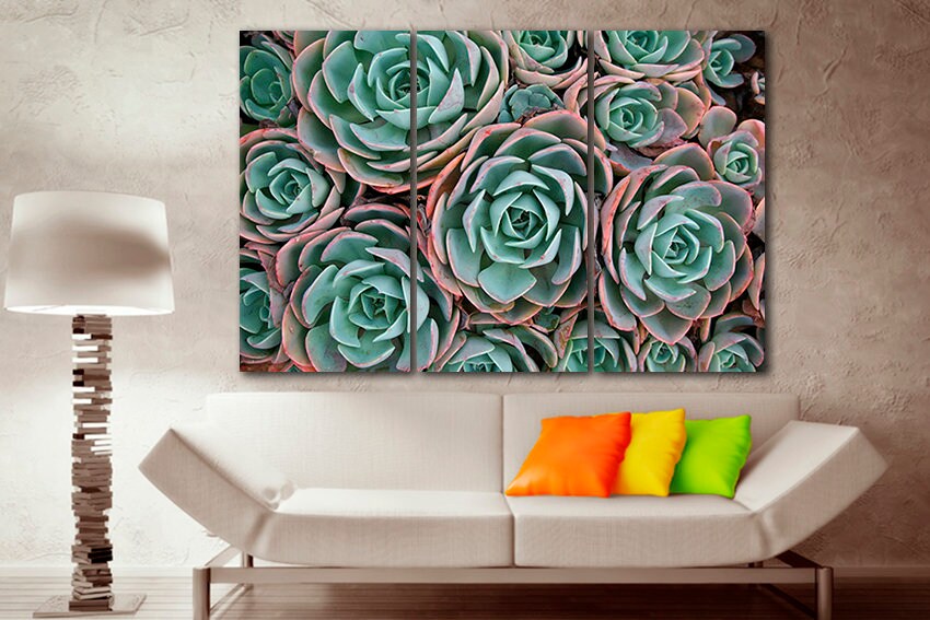 Succulent Canvas Set Flower Wall Print Printable Suculent Flowers Decor ...