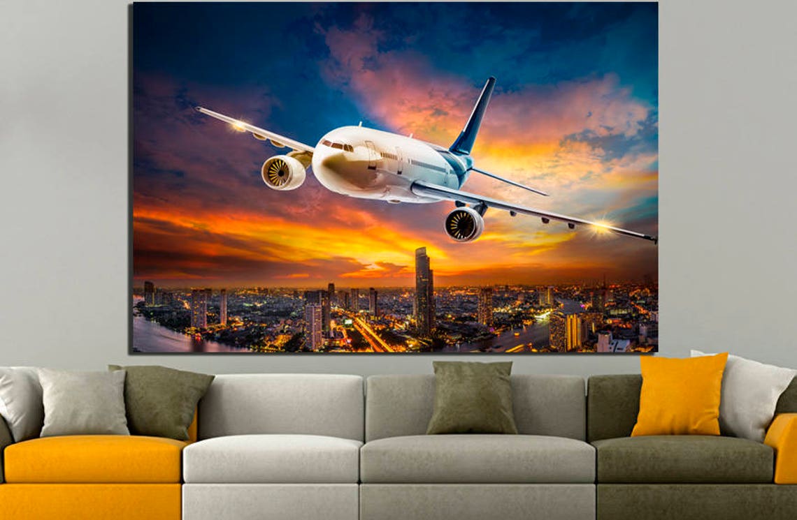 Airplane Airplane Canvas Airplane Print Aviation Canvas Home | Etsy