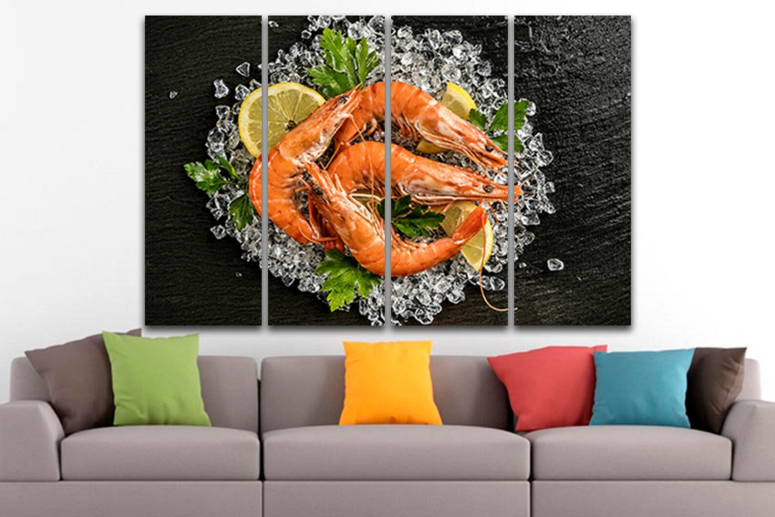 Shrimp Canvas Seafood Wall Art Lemon Print Food Wall Art Sea | Etsy