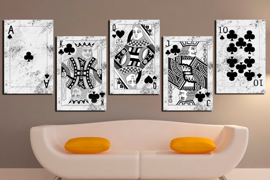 Deck of Playing Cards Print on Canvas King Queen Art - Etsy