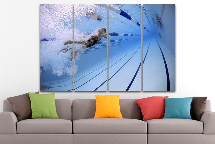 Swimmer Canvas Sport Wall Print Swimming Pool Décor Water - Etsy