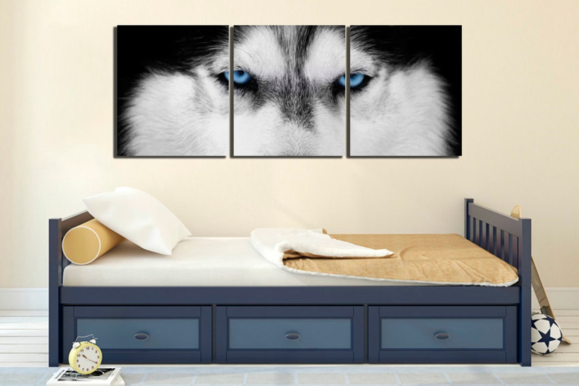 Dog Canvas Husky Dog Print Animal Art Prints Blue Eyes Wall - Etsy