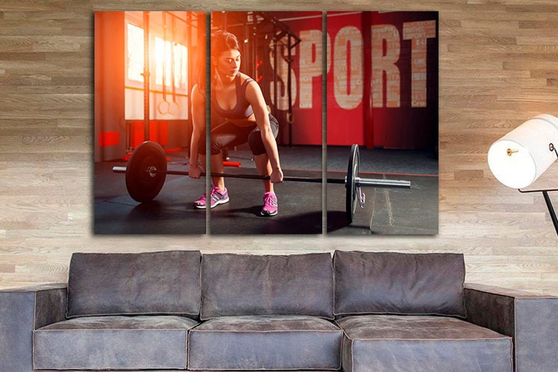 Fitness girl canvas Sport print Workout art Fitness art | Etsy
