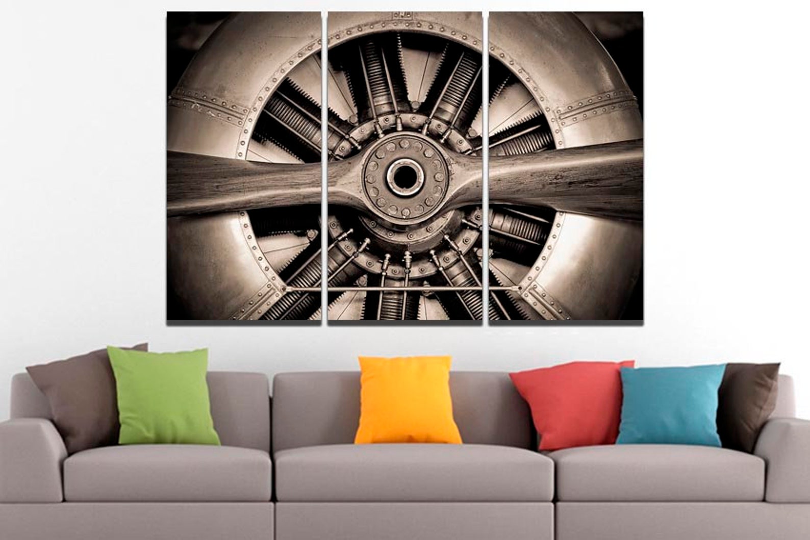 Propeller Canvas Aircraft Wall Decor Aircraft Engine Air Engine ...