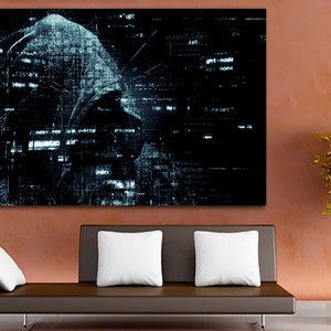 Hacker Canvas Abstract Code Art Matrix Print Ready to Hang Anonymous ...