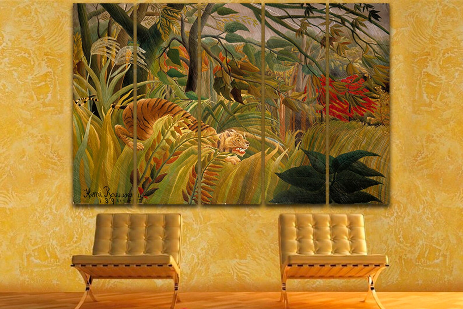 Tiger in Tropical Storm by Henri Rousseau Print on Canvas Surprised ...