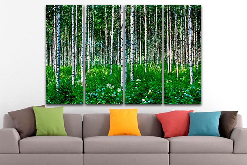 Wall Panel Set White Forest Art Birch Tree Canvas Forest Print Birch ...