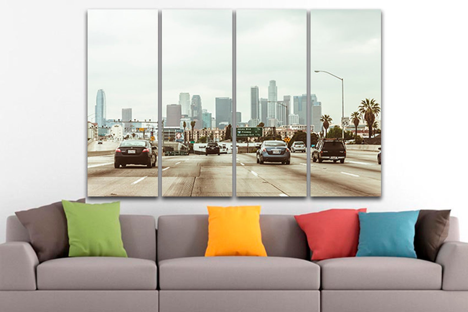 Los Angeles Canvas Art Print City Highway Wall Art California Déco Road ...