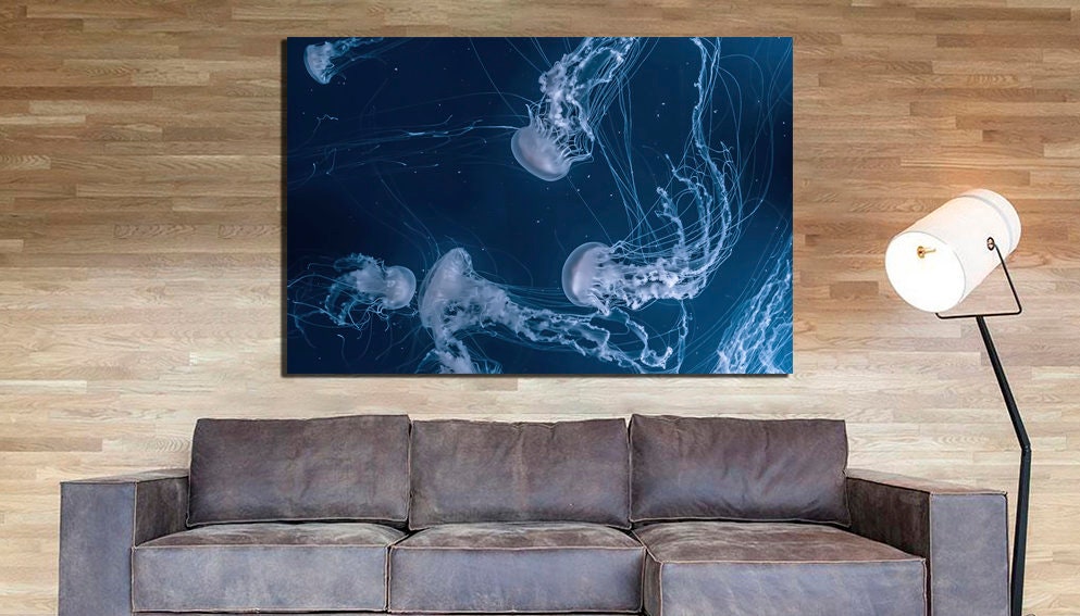 Jellyfish Art Print on Canvas Sea Life Wall Art Animal Decor | Etsy