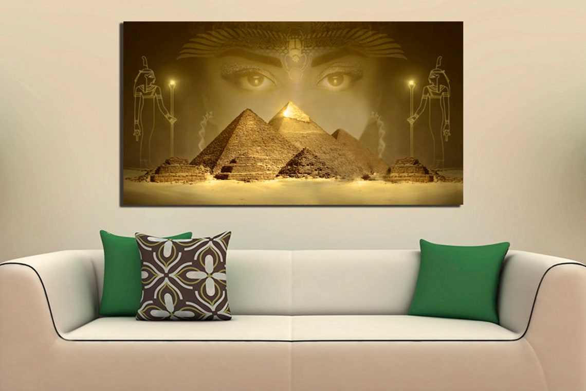 Egypt Print Queen Cleopatra Pharaoh Canvas Great Pyramid Décor - Etsy