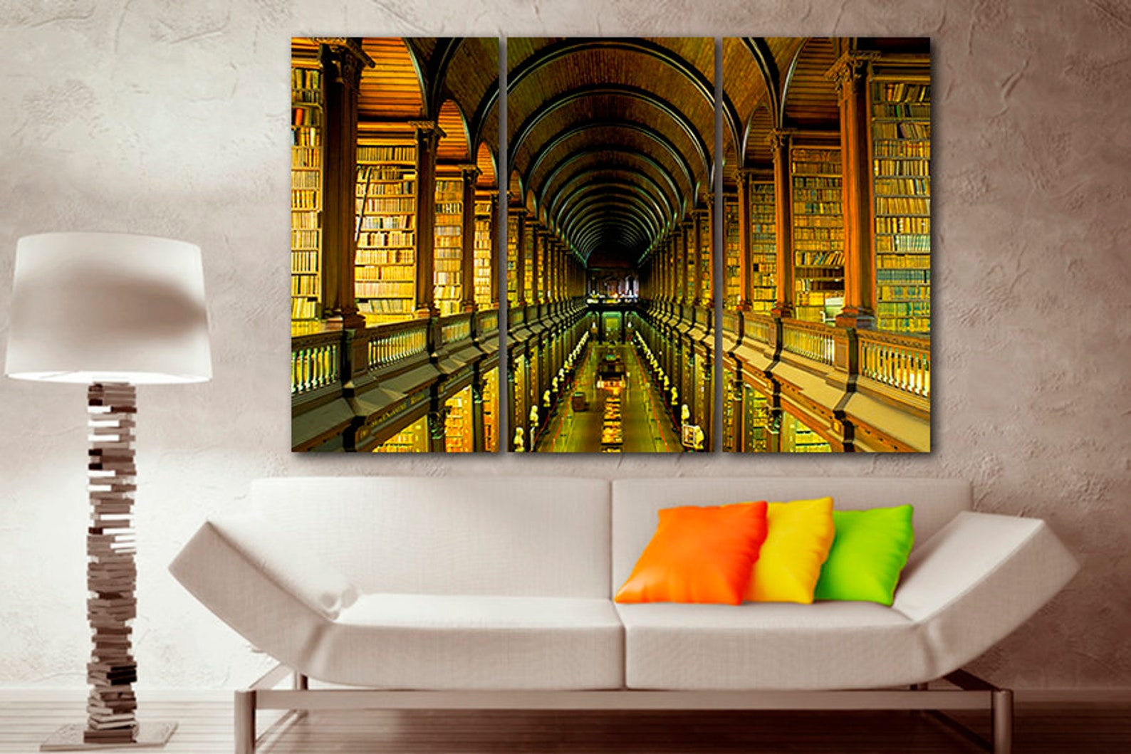3 Panel Set Library Print Library Canvas Library Wall Art - Etsy