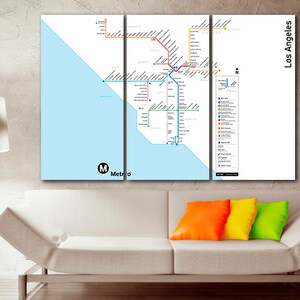 Los Angeles Subway Map California Canvas City Map Wall Decor ...