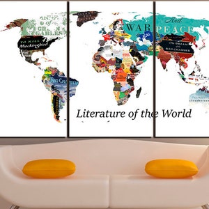 Literature Map World Literature Map Canvas Art Literature Map Print Map ...