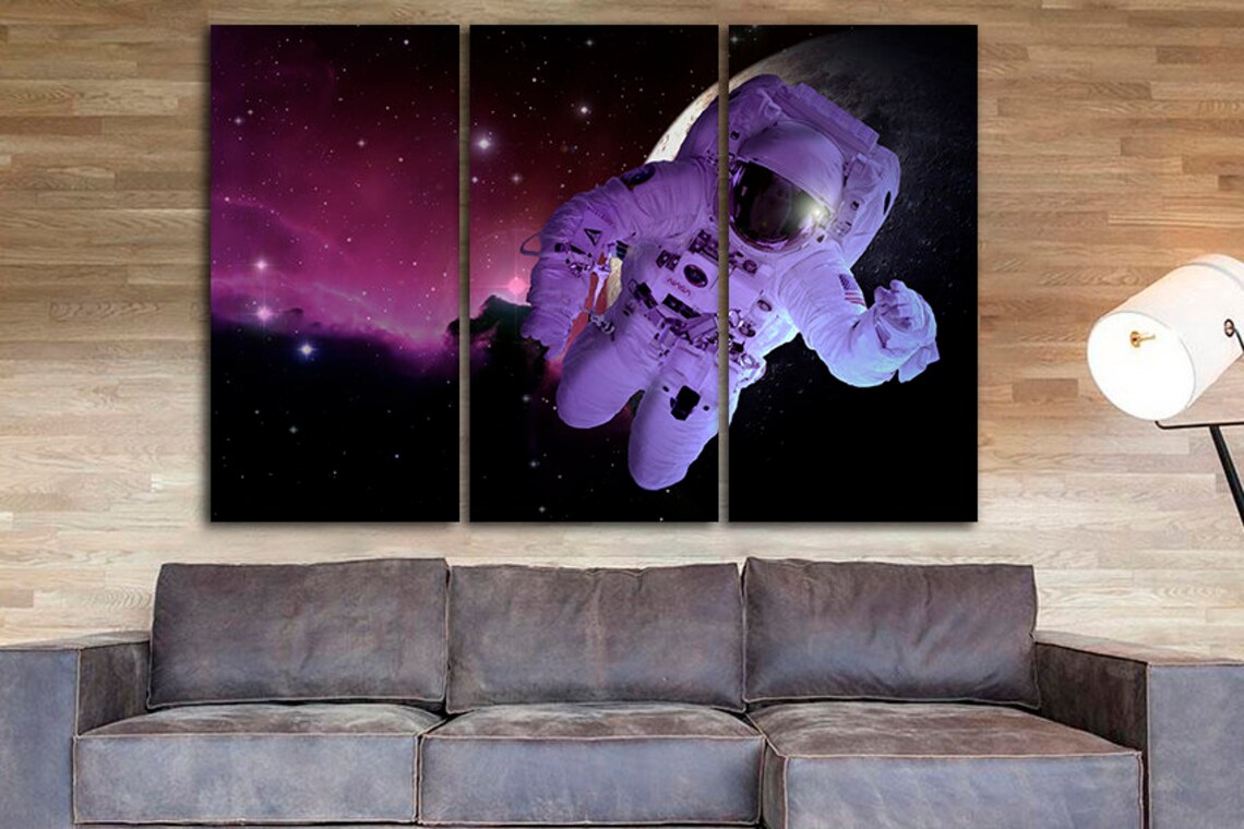 Spaceman print Wall art canvas Cosmonaut Space wall art | Etsy