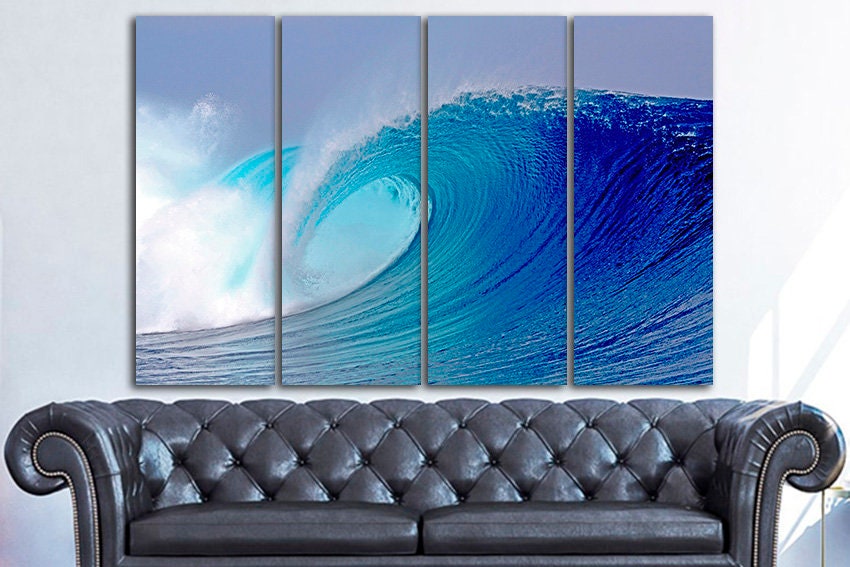 Wave Print Surfing Canvas Set Large Wall Art Wave Canvas Sea Canvas Art ...
