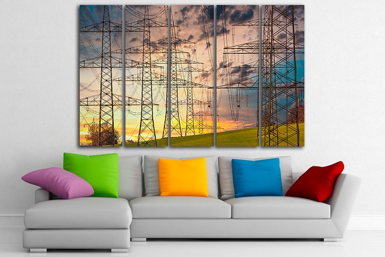 Voltage Decor Lineman Canvas Engine Art Electric Light Photo | Etsy