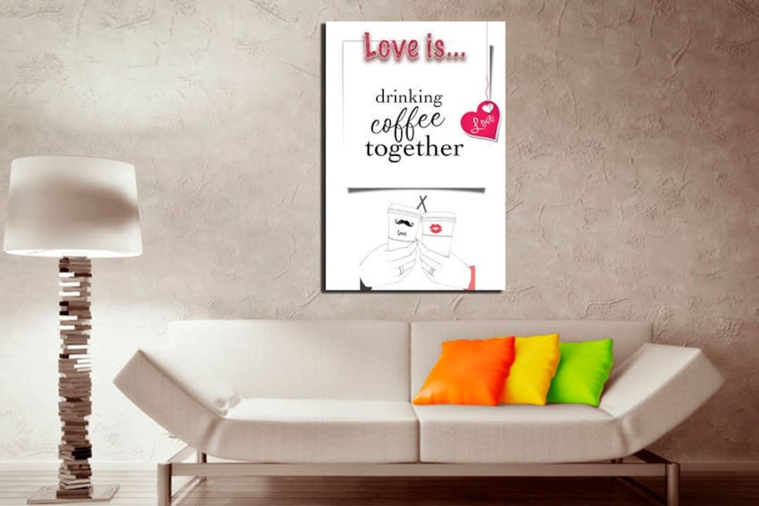 Drinking Coffee Art Individual Canvas Love Wall Décor Gift for Lover ...