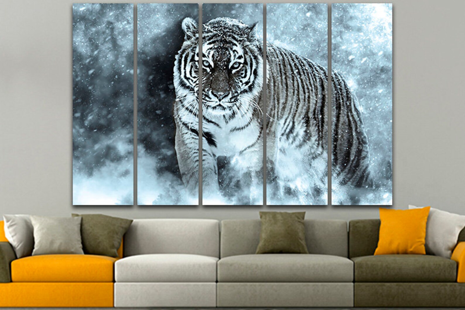Tiger Wall Art Animal Canvas Set White Tiger Decor Jungle Art - Etsy