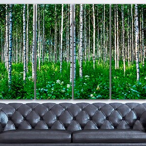 Wall Panel Set White Forest Art Birch Tree Canvas Forest Print Birch ...
