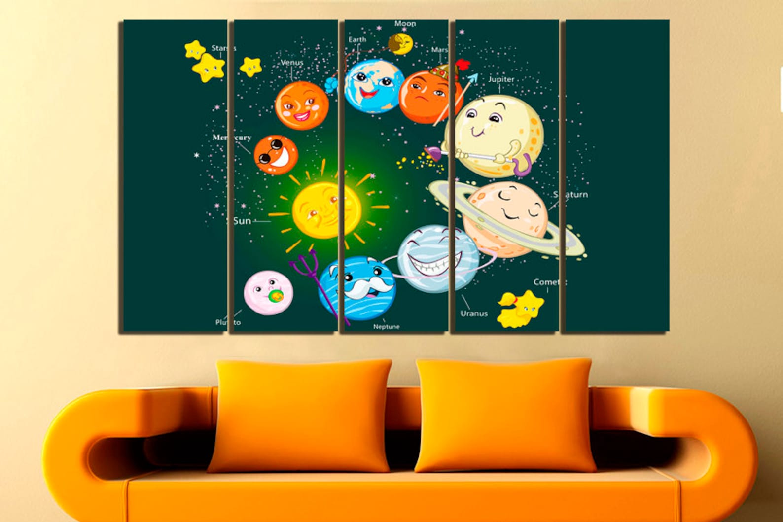 Solar System Planets Canvas Print for Kids Space Wall Art Sun Artwork ...