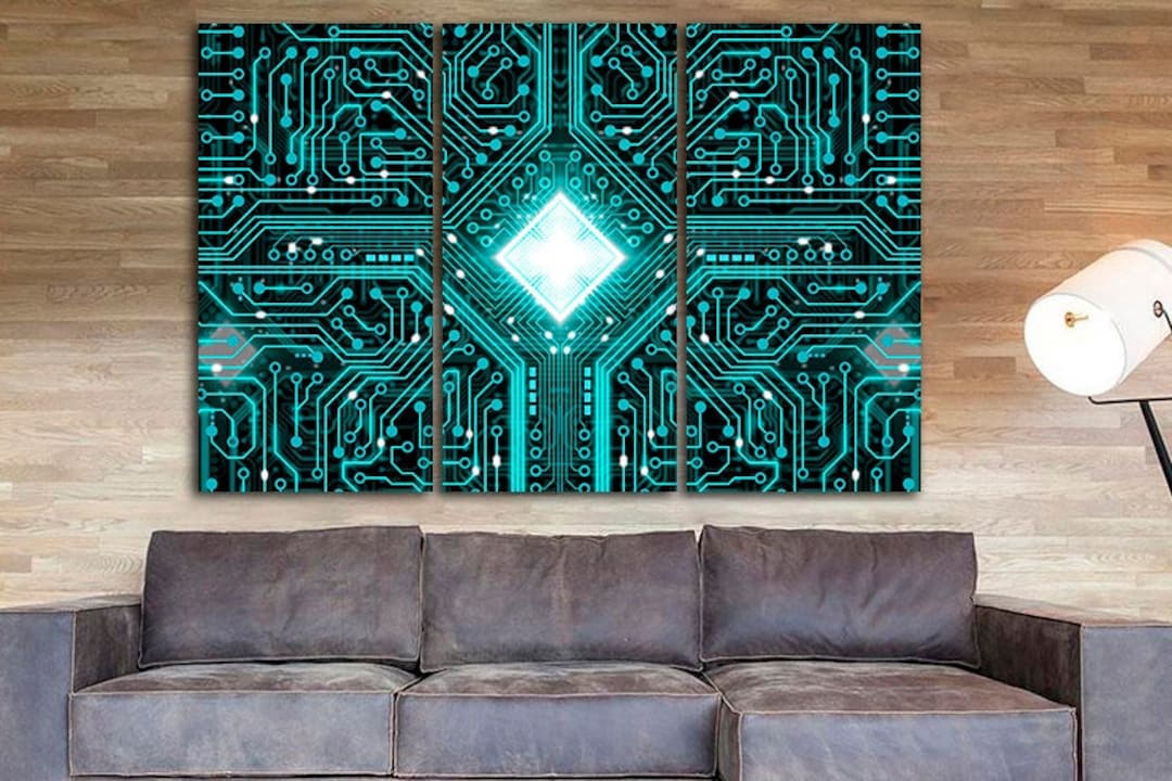 Circuit Board Canvas Chip Wall Art Science Print Ready to Hang Circuit ...