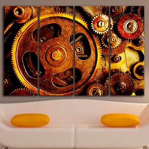 Gears Print Machine Wall Art Large Canvas Set Gears Wall Decor ...